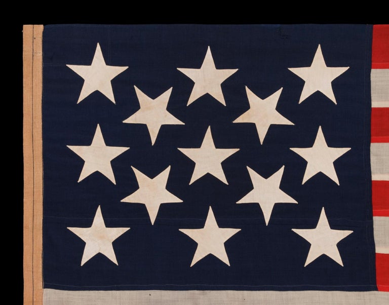 13 Star Antique American Flag w/ Enormous Hand-Sewn Stars, US Navy at ...