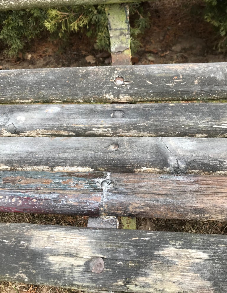 Long English 19th Century Wood and Wrought Iron Railway Station Bench ...