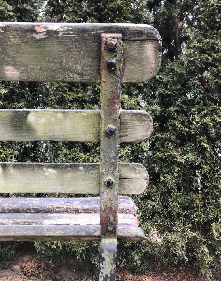Long English 19th Century Wood and Wrought Iron Railway Station Bench ...