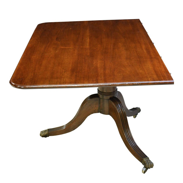 13' English Sheraton Dining Table in Mahogany, 3 Pedestals, 2 Leaves ...