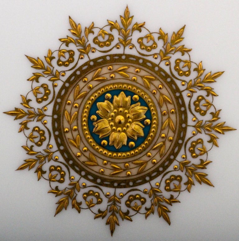 13 Minton for Tiffany Master-Gilder Turquoise Plates For Sale at 1stDibs