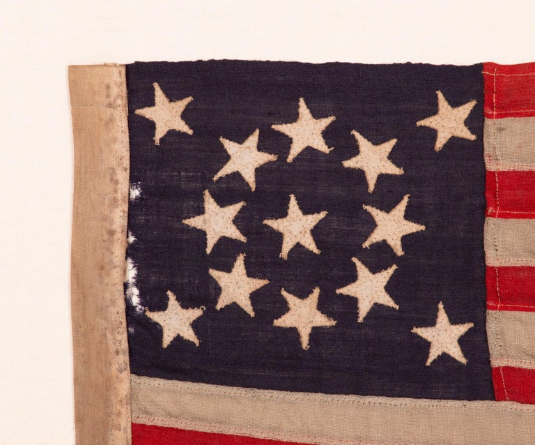 13 Star Antique American Flag, Tiny Example Among Its Counterparts, ca ...