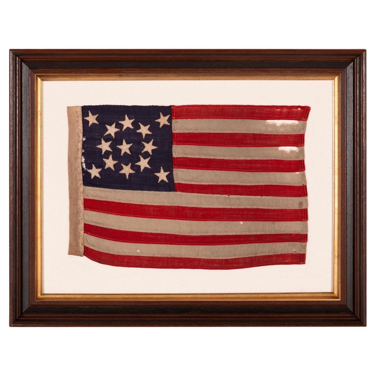 13 Star Antique American Flag, Tiny Example Among Its Counterparts, ca ...