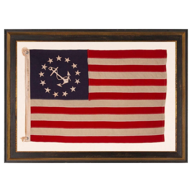 13 Star Antique American Private Yacht Flag at 1stDibs