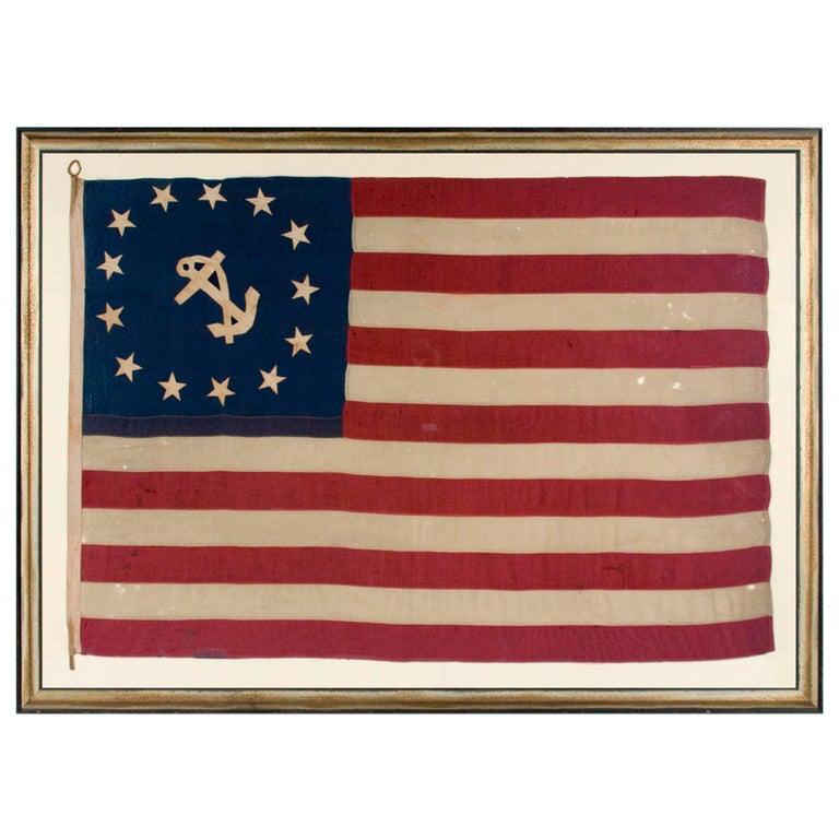 Antique American Private Yacht Flag (Ensign) w/ 13 Stars, ca 1890's at ...