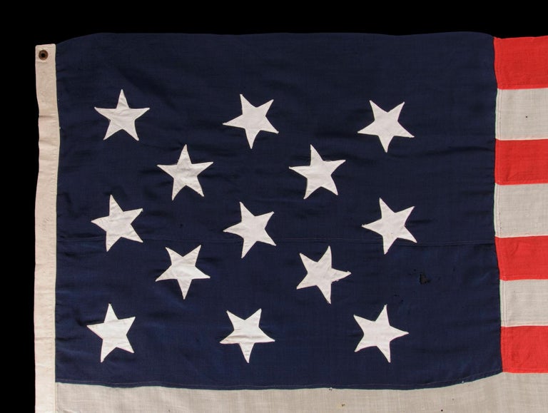 13 Stars in a 3-2-3-2-3 Pattern on a Large Scale American Flag, Circa ...