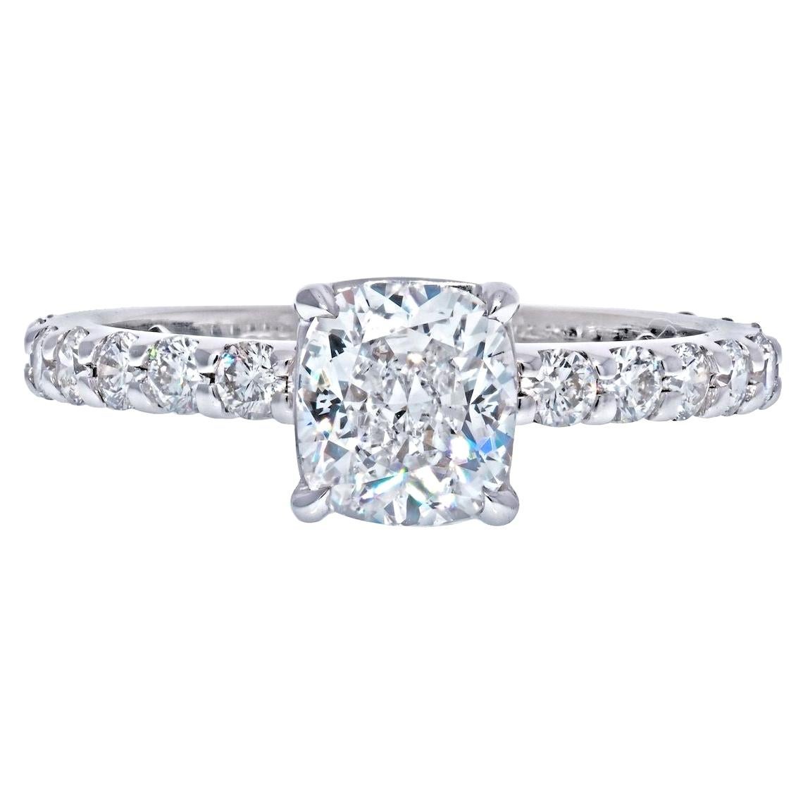 GIA 1.30 Carat Emerald Cut Diamond Fancy Halo Engagement Ring at 1stDibs