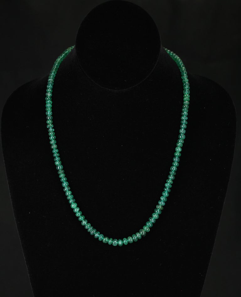130 Carat Genuine and Natural and Fine Strand of Emerald Smooth Beads ...