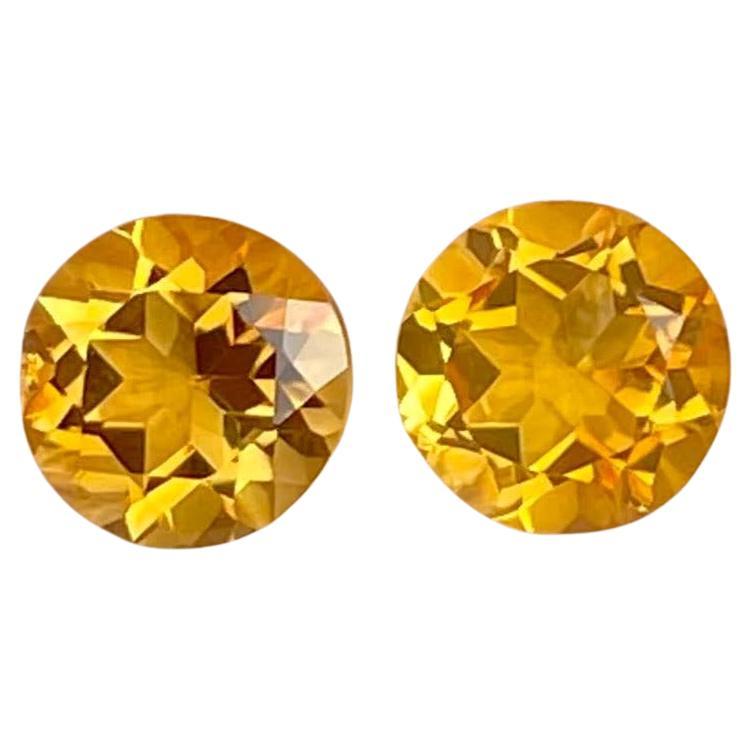 3.00 Carats Citrine Stone Pair 3 Piece Round Cut Natural Brazilian ...