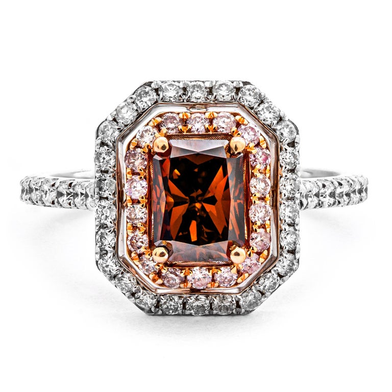1.30 Ct Natural Fancy Dark Reddish Brown Diamond Ring For Sale at 1stDibs