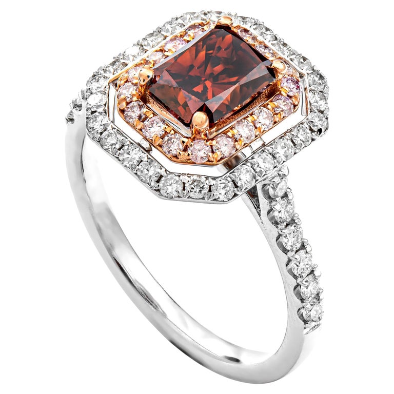 1.30 Ct Natural Fancy Dark Reddish Brown Diamond Ring For Sale at 1stDibs