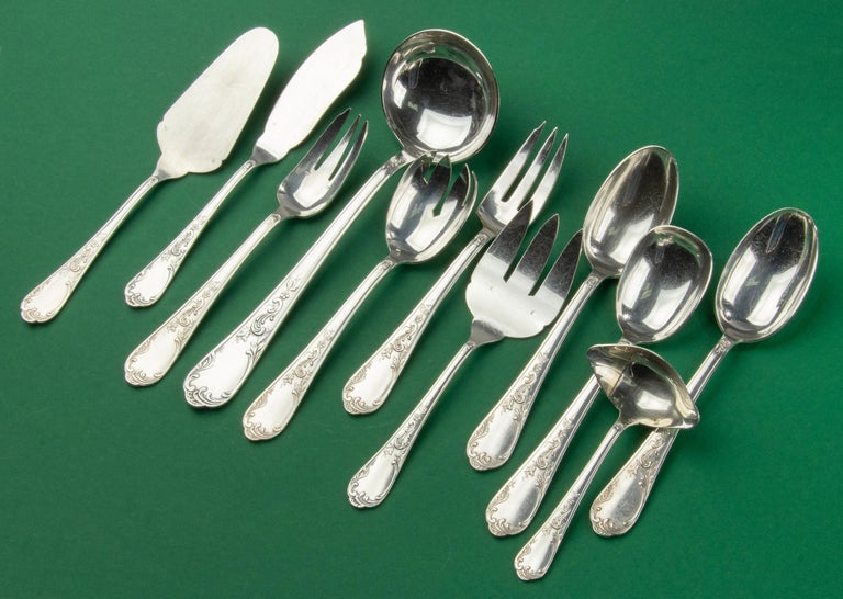 130-Piece Set Silver Plated Flatware, Frionnet France, Rococo Style For ...