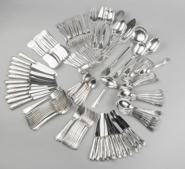 130-Piece Set Silver Plated Flatware, Frionnet France, Rococo Style For ...