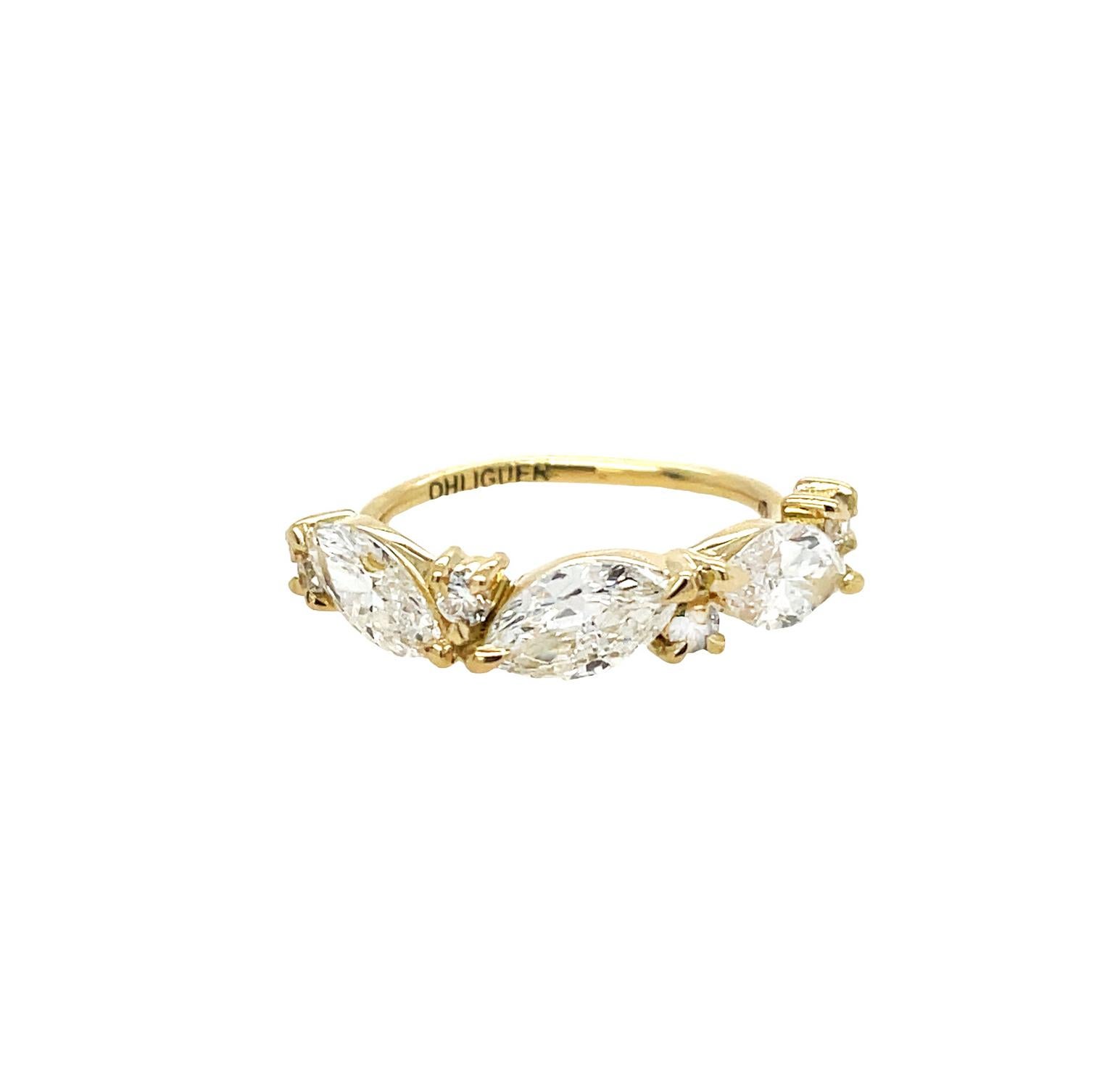 Customizable 1.30ct Diamond ring with Marquis and round diamond ring in ...