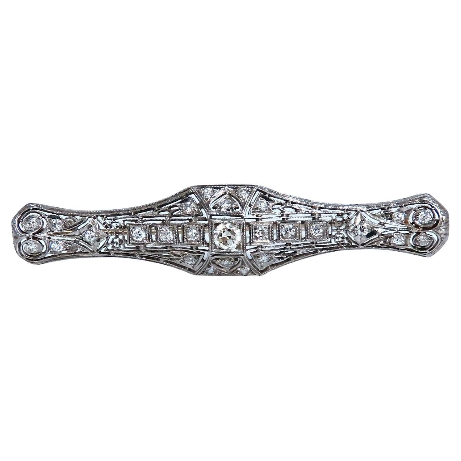 1.40ct Natural Diamonds Platinum Pin Edwardian Deco Vintage For Sale at ...