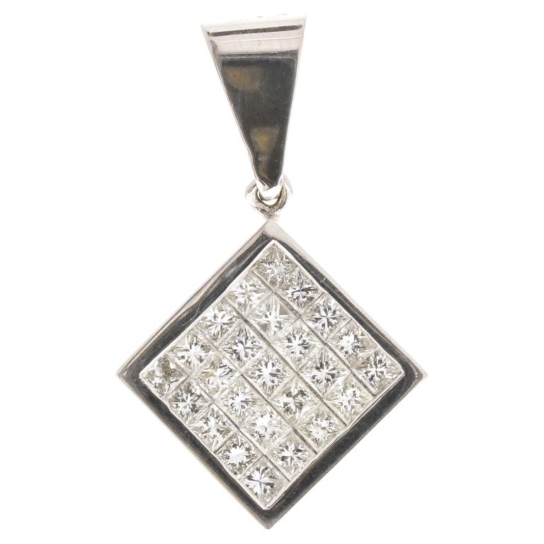 1.30ctw Princess Cut Diamond Pendant For Sale at 1stDibs