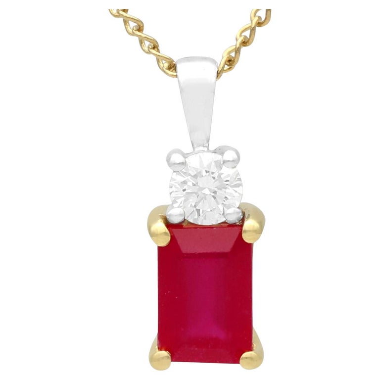 1.31 Carat Ruby and 0.19 Carat Diamond Yellow Gold Pendant For Sale at ...
