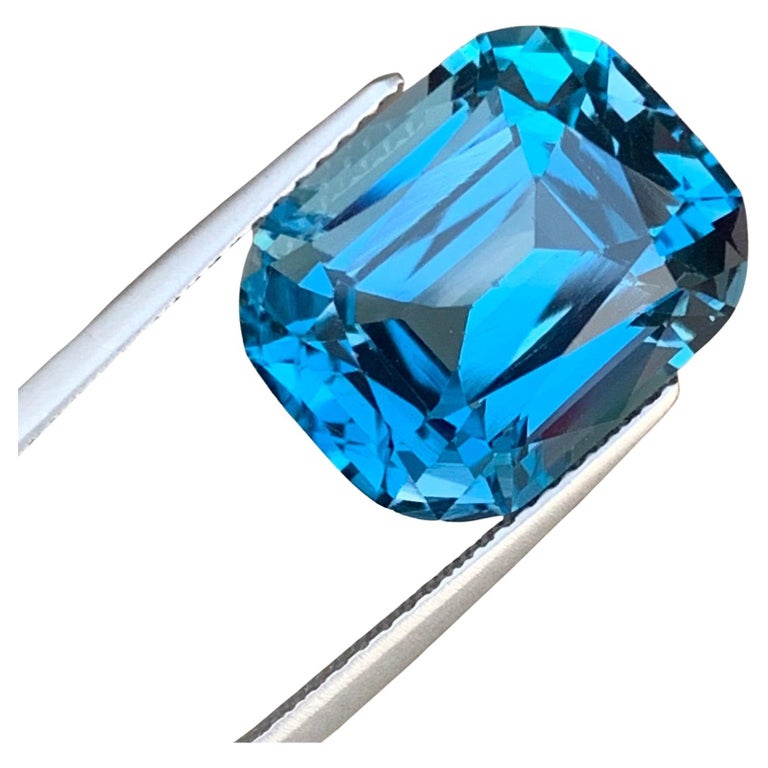 13.10 Carats AAA Cut Loose London Blue Topaz Gemstone with Long Cushion ...
