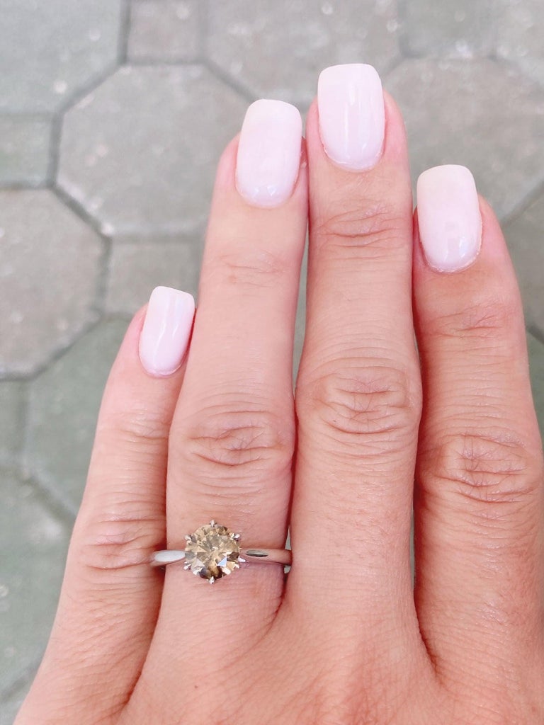 1.31ct Natural Fancy Color Diamond Engagement Ring 14K White Gold For ...