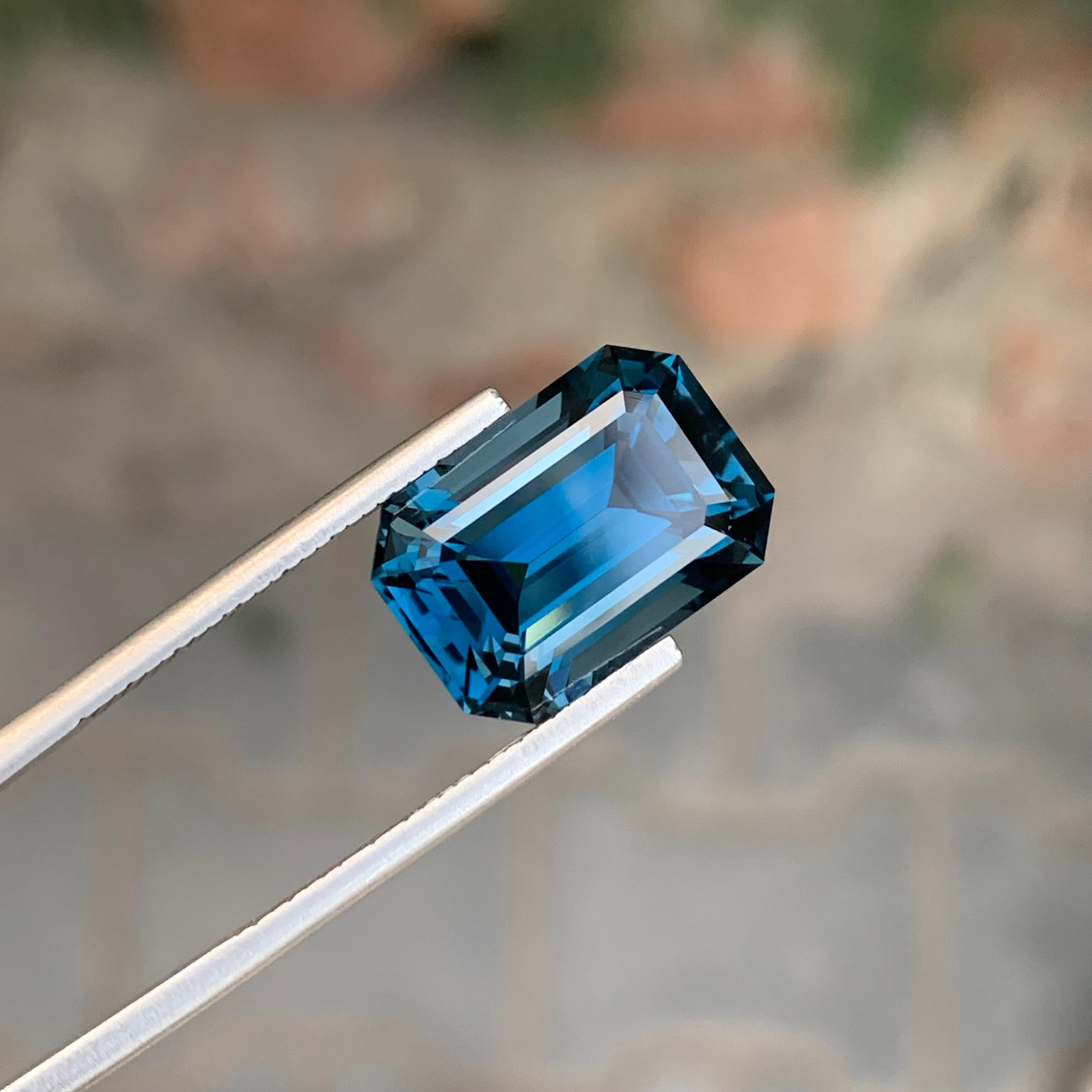13.20 Carat Natural Loose London Blue Topaz Emerald Shape Gem For Sale ...