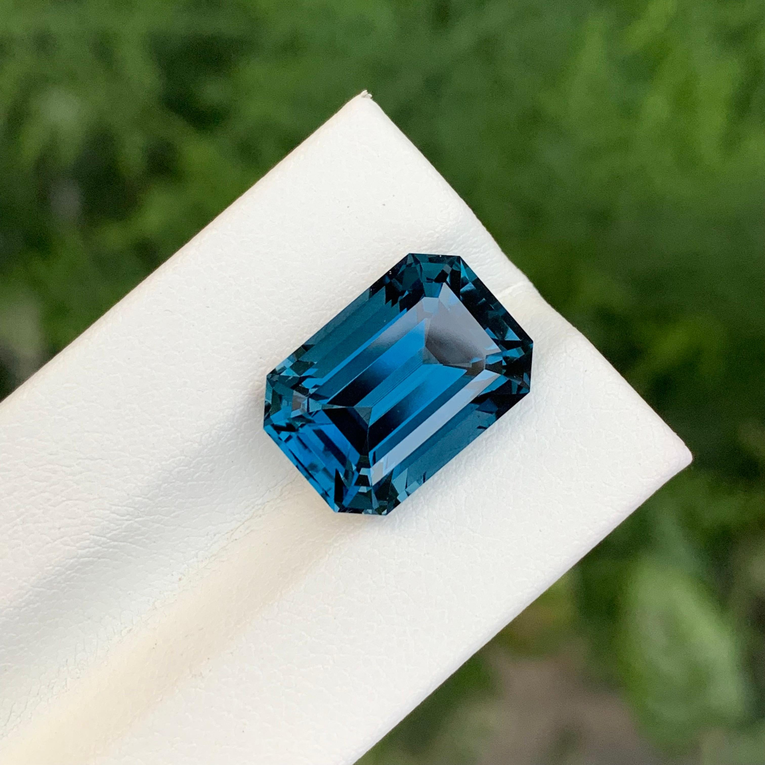13.20 Carat Natural Loose London Blue Topaz Emerald Shape Gem For Sale ...