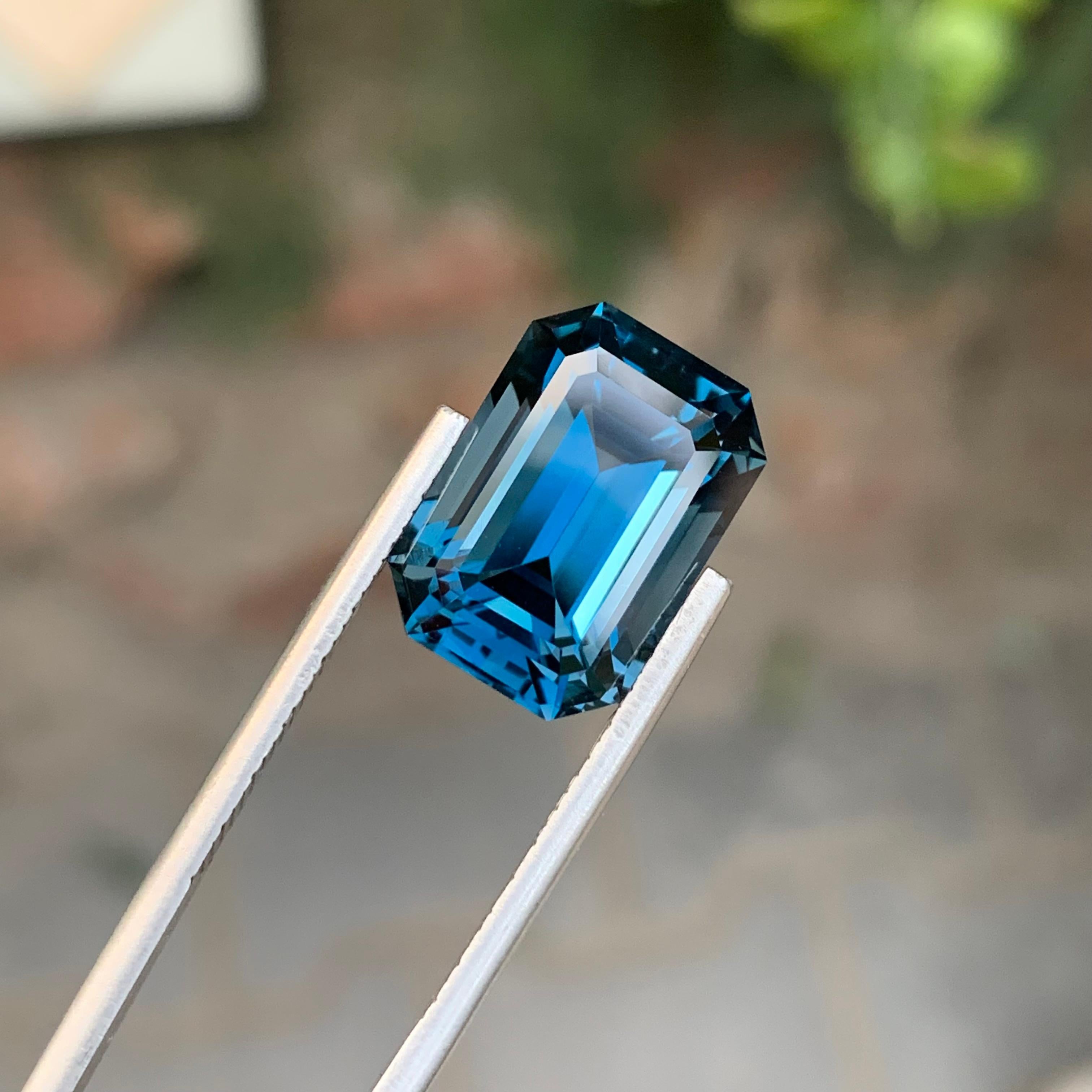13.20 Carat Natural Loose London Blue Topaz Emerald Shape Gem For Sale ...