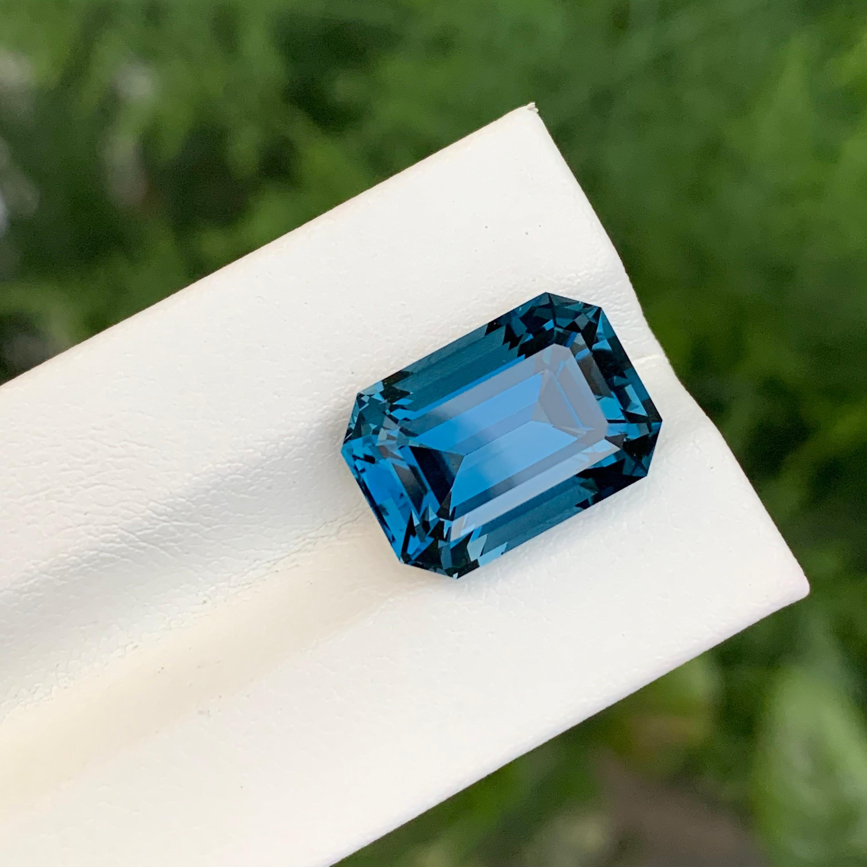 13.20 Carat Natural Loose London Blue Topaz Emerald Shape Gem For Sale ...