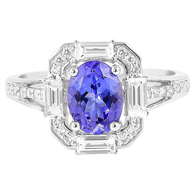 1.322 Carat Tanzanite Ring in 18 Karat White Gold with Diamond. For ...