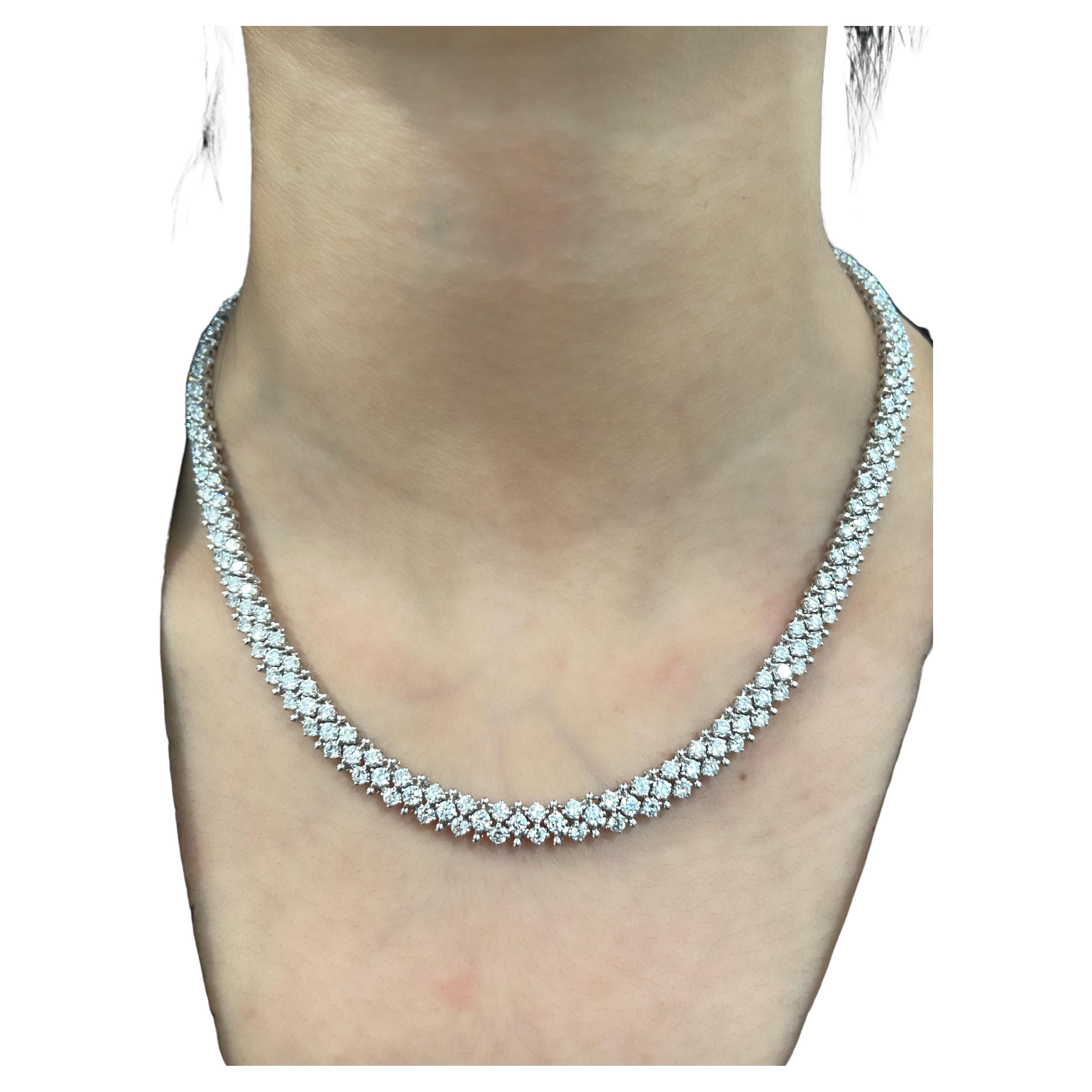 13.29 ct Double Row Pave Diamond Necklace For Sale at 1stDibs
