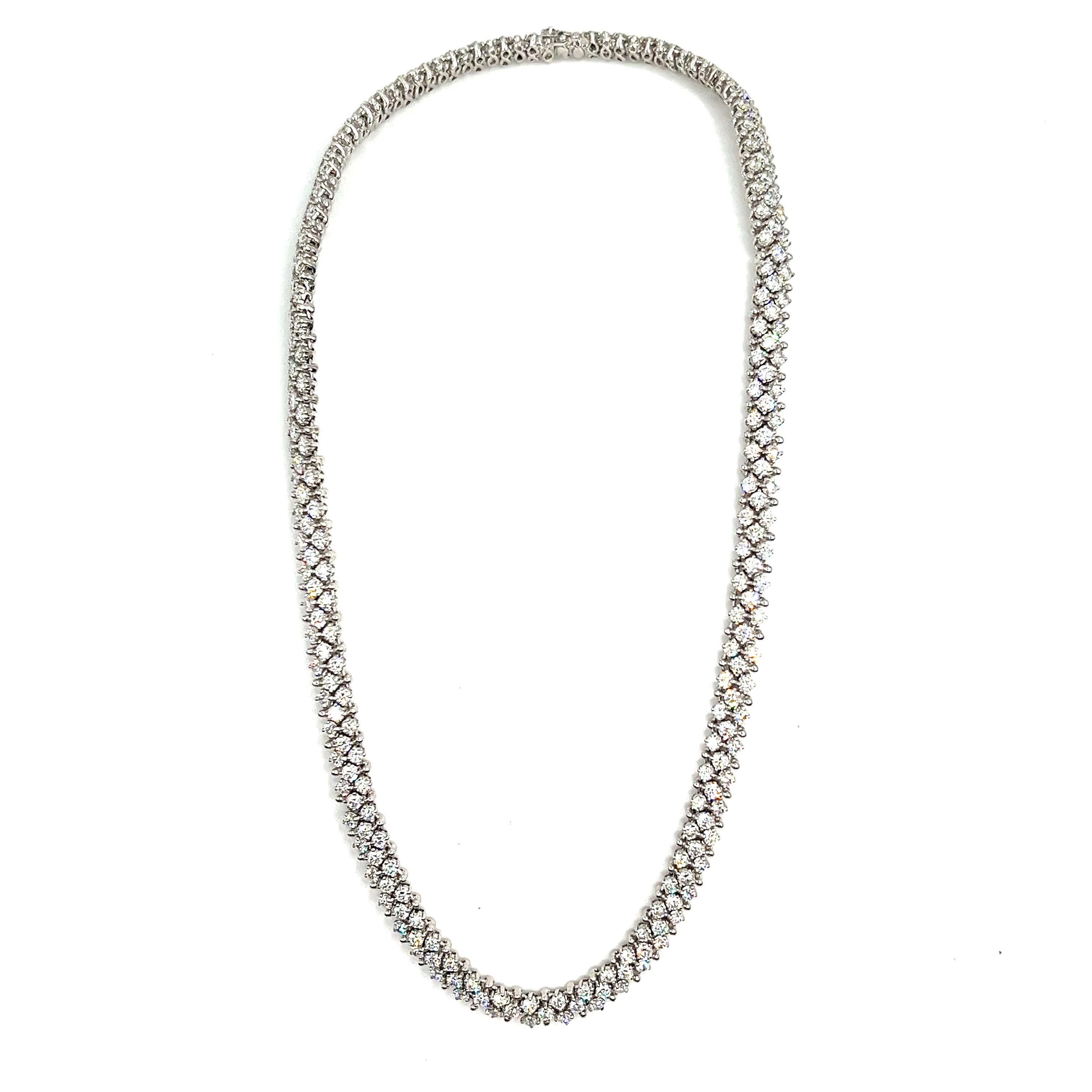 13.29 ct Double Row Diamond Necklace For Sale at 1stDibs