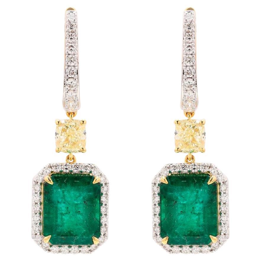 Estate 18.13 Carats Diamond and Emerald 18k White Gold Clip Dangle Drop ...