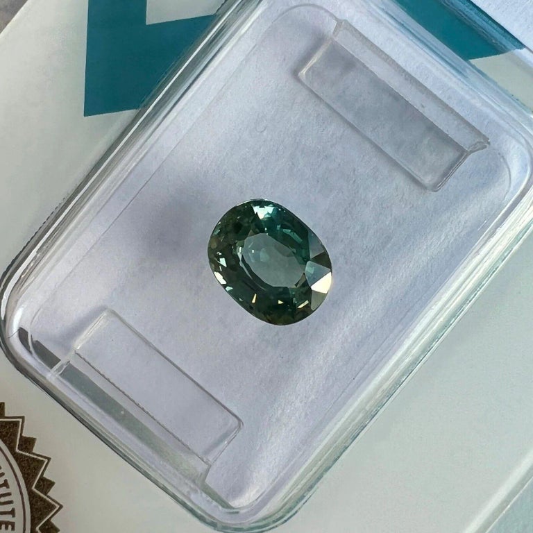 1.32ct Color Change Sapphire Rare Green Blue Untreated Oval Cut IGI Certified For Sale at 1stDibs