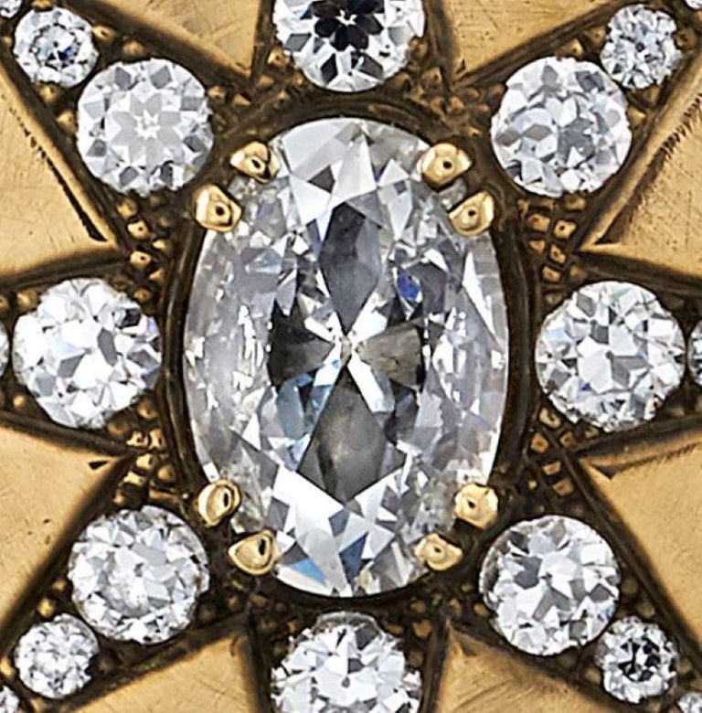 Handcrafted Delphine Antique Oval cut Diamond Pendant by Single Stone ...