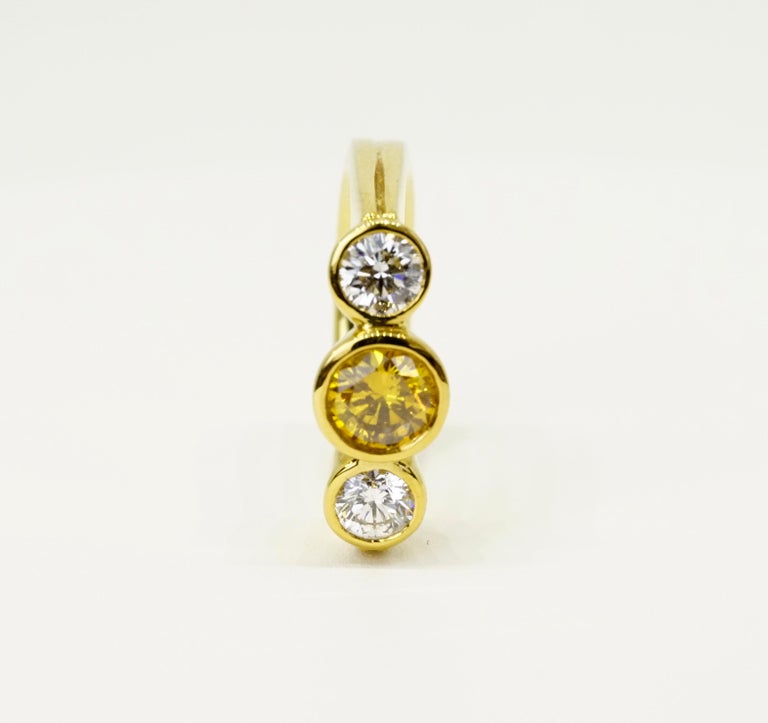 Hofer Certified 1.34 Carats Fancy "Amber Yellow" Three Stone Ring For ...