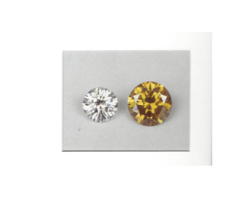 Hofer Certified 1.34 Carats Fancy "Amber Yellow" Three Stone Ring For ...