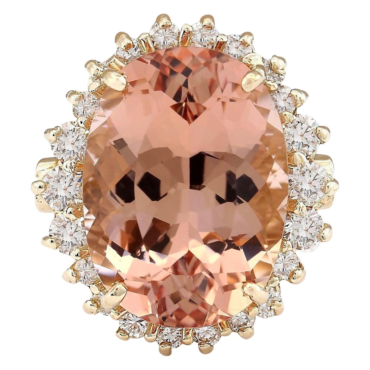 1.10 Carat Natural Morganite 18 Karat Yellow Gold Ring For Sale at 1stDibs