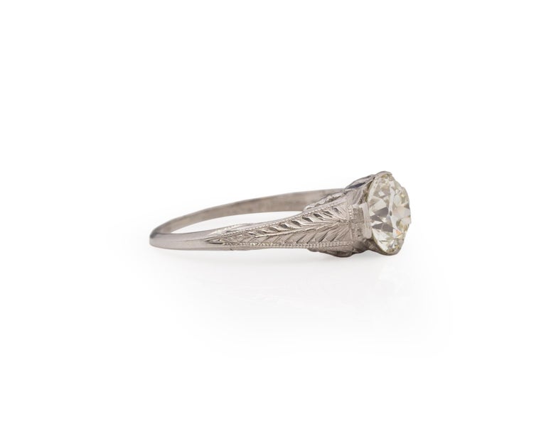 1.35 Carat Art Deco Diamond Platinum Engagement Ring For Sale at 1stDibs