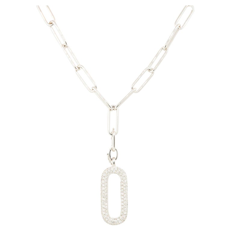 1.35 Carat Diamond Oval Detachable Pendant on Paperclip Chain 18 Karat ...