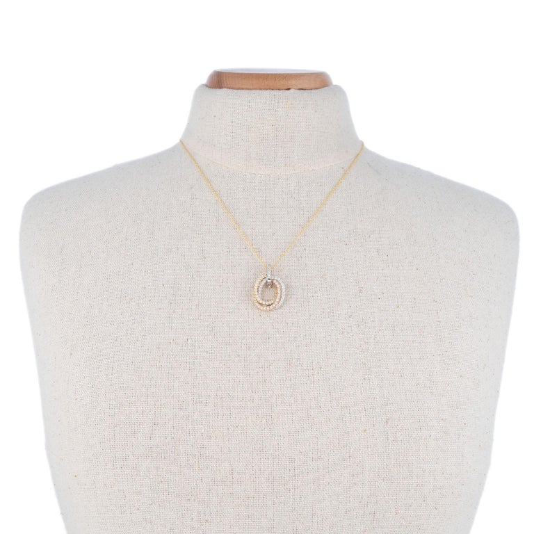 1.35 Carat Diamond Tri-Color Gold Interlocking Ring Pendant Necklace at ...