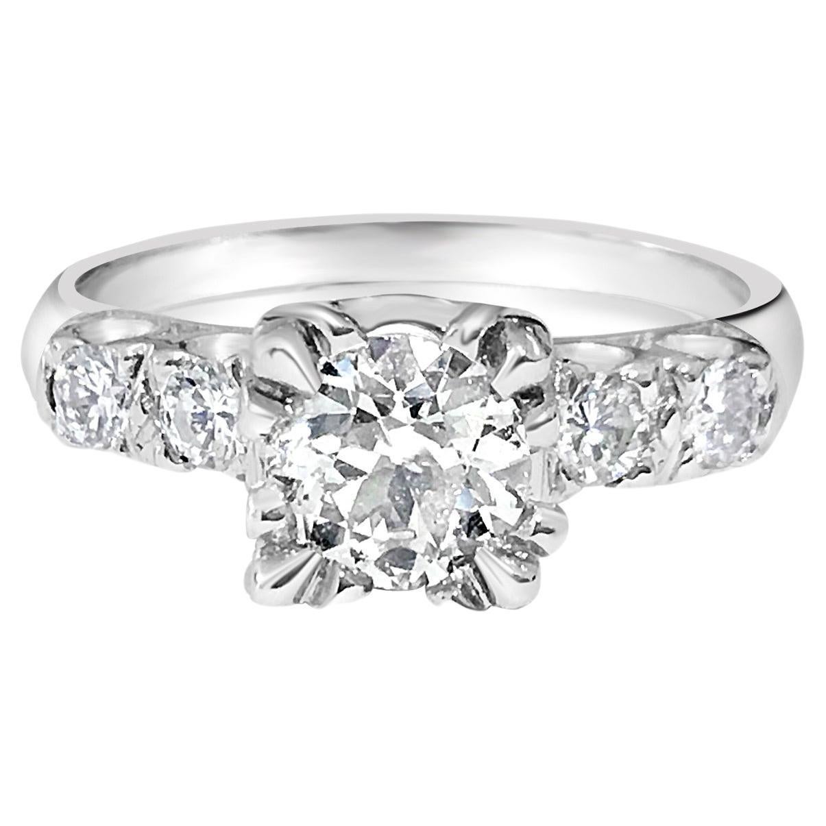 1.35 Carat Diamond Edwardian Engagement Ring For Sale at 1stDibs