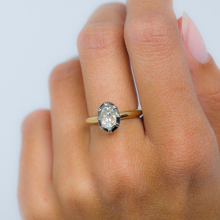 1.35 Carat Reclaimed Old Mine Cut Diamond Ring in 19k Gold Collet ...