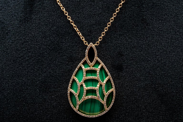 1.35 carat VS G diamonds on 18ct rose gold with Malachite pendant For ...