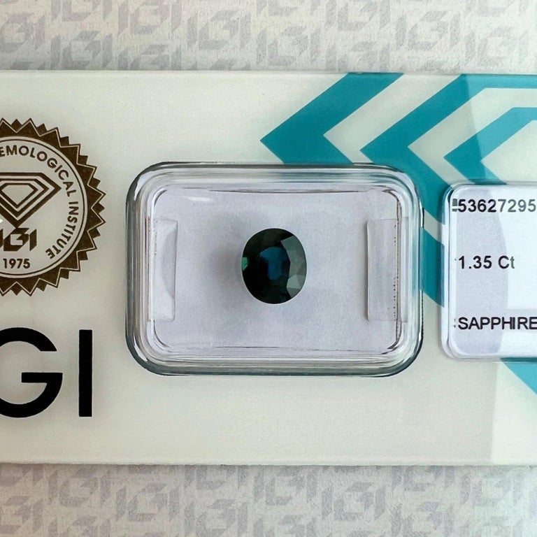 1.35ct Deep Blue Sapphire Rare Oval Cut IGI Certified Loose Gemstone in ...