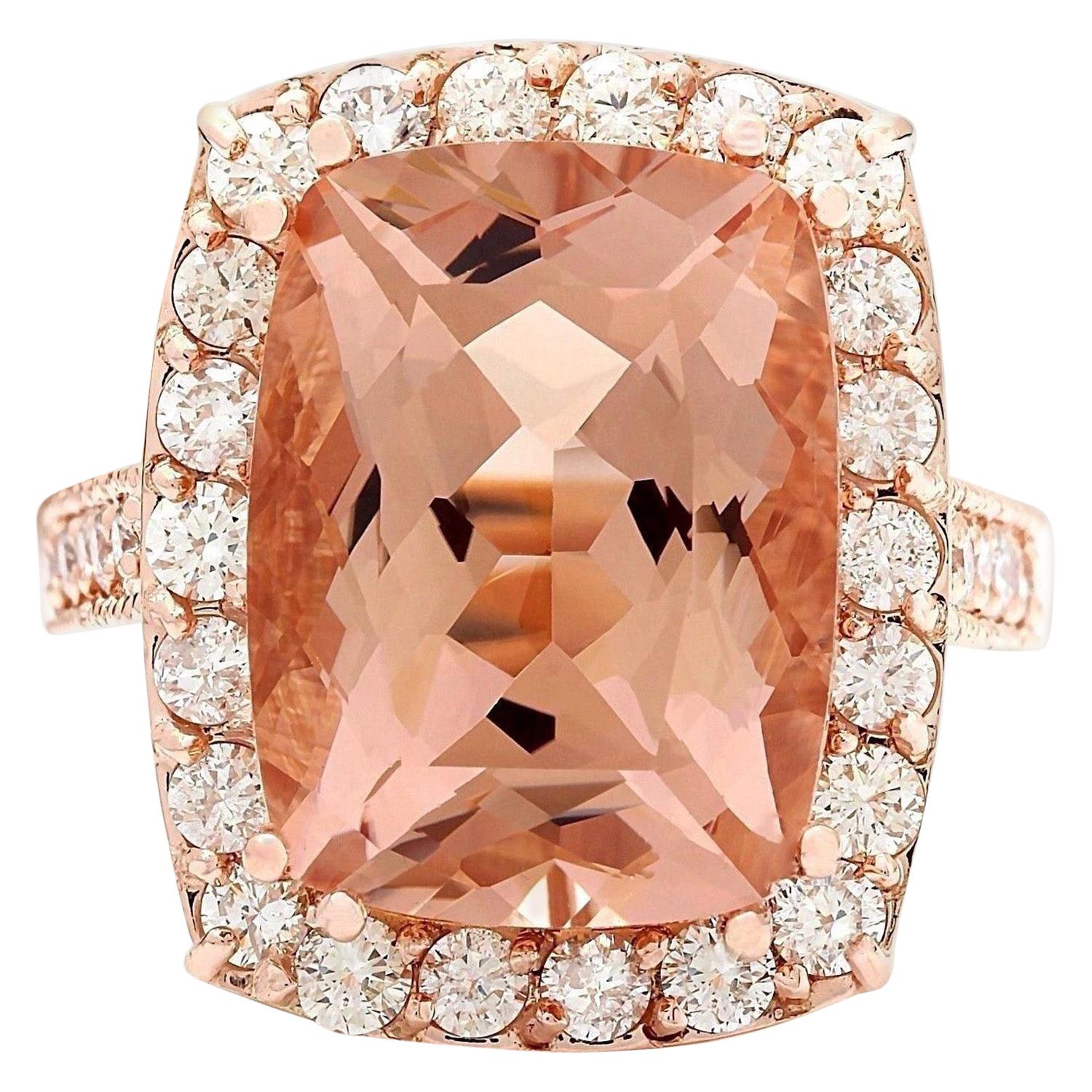 2.15 Carat Natural Morganite 18 Karat Solid Rose Gold Diamond Ring at ...