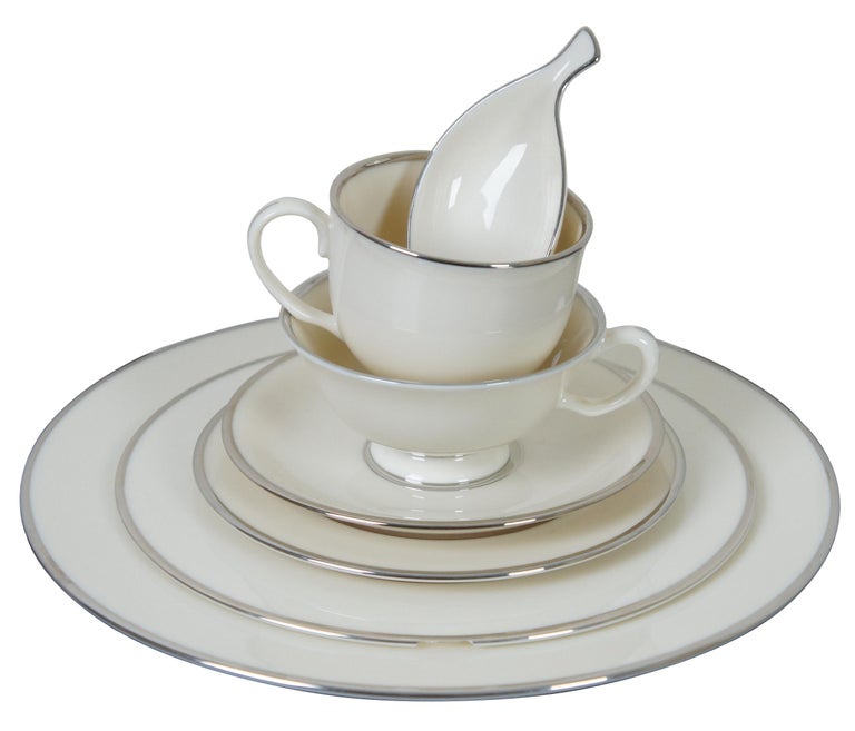 136Pc Lot Lenox Presidential Collection Montclair China Platinum Dinner ...