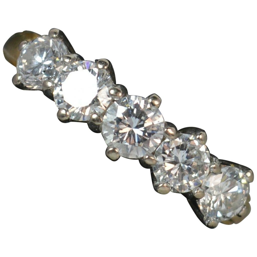 Beautiful 1.75 Carat Diamond Five-Stone Platinum Bezel Set Stack Ring ...