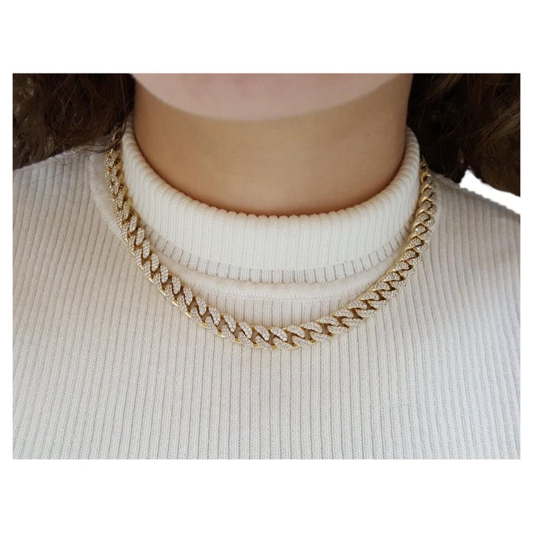 13.7ct Total Weight Round Brilliant Cut Diamonds Solid Cuban Link Chain ...