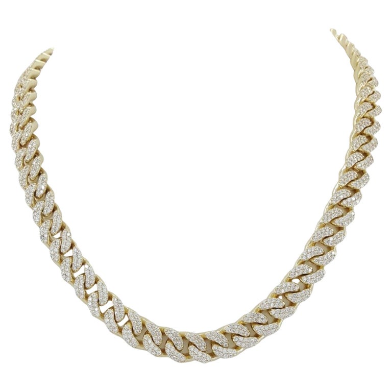 13.7ct Total Weight Round Brilliant Cut Diamonds Solid Cuban Link Chain ...