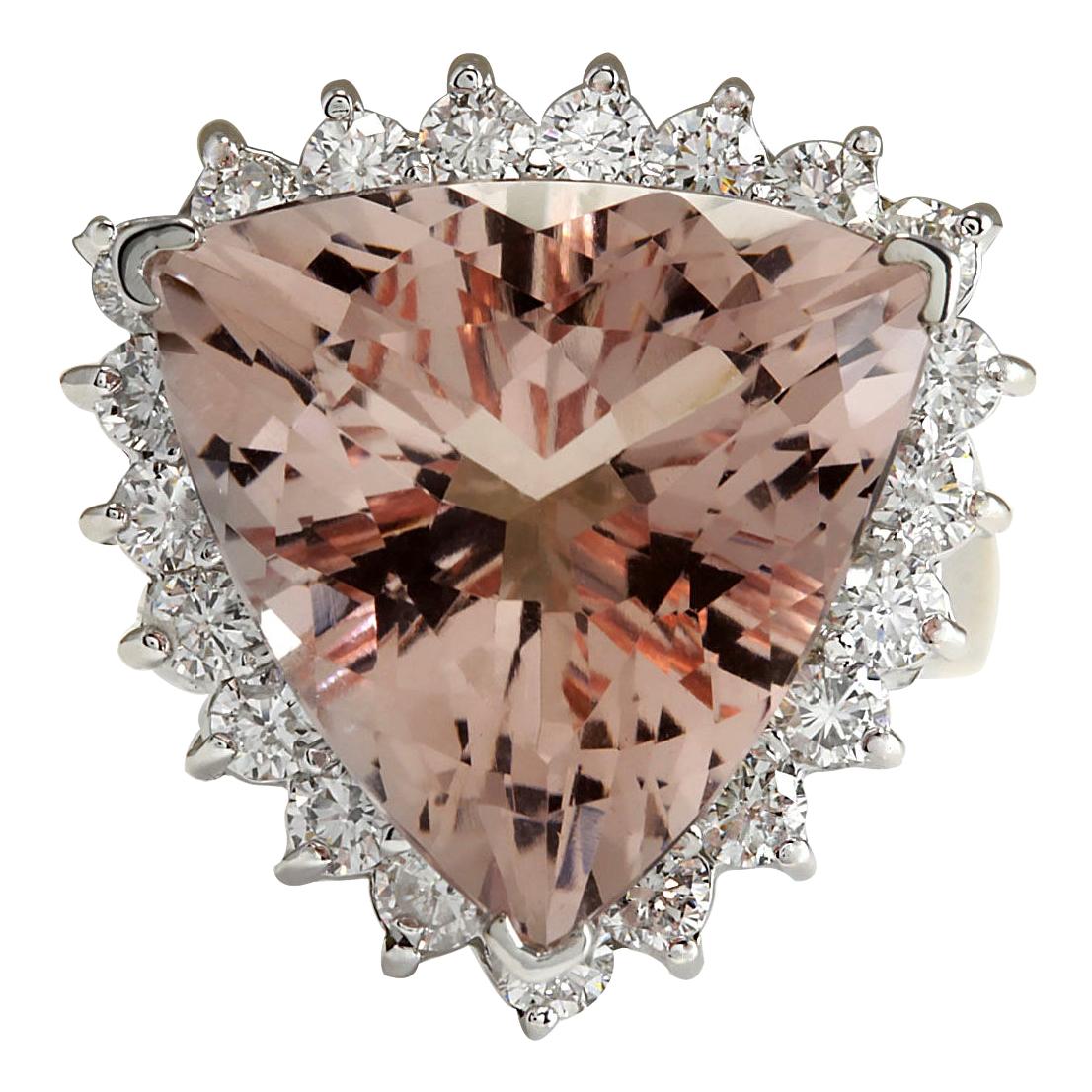 13.51 Carat Natural Morganite 18 Karat White Gold Diamond Ring For Sale ...