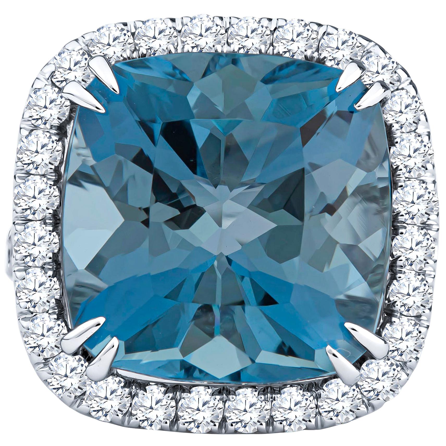 86.35 ct. Santa Maria Aquamarine, Diamond and Platinum Ring at 1stDibs